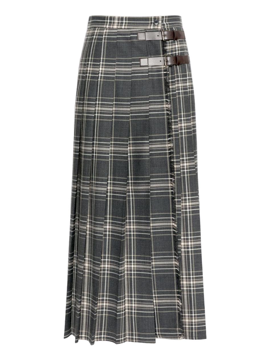 MAX MARA Max Mara Batavia Pleated Tartan Wool Skirt